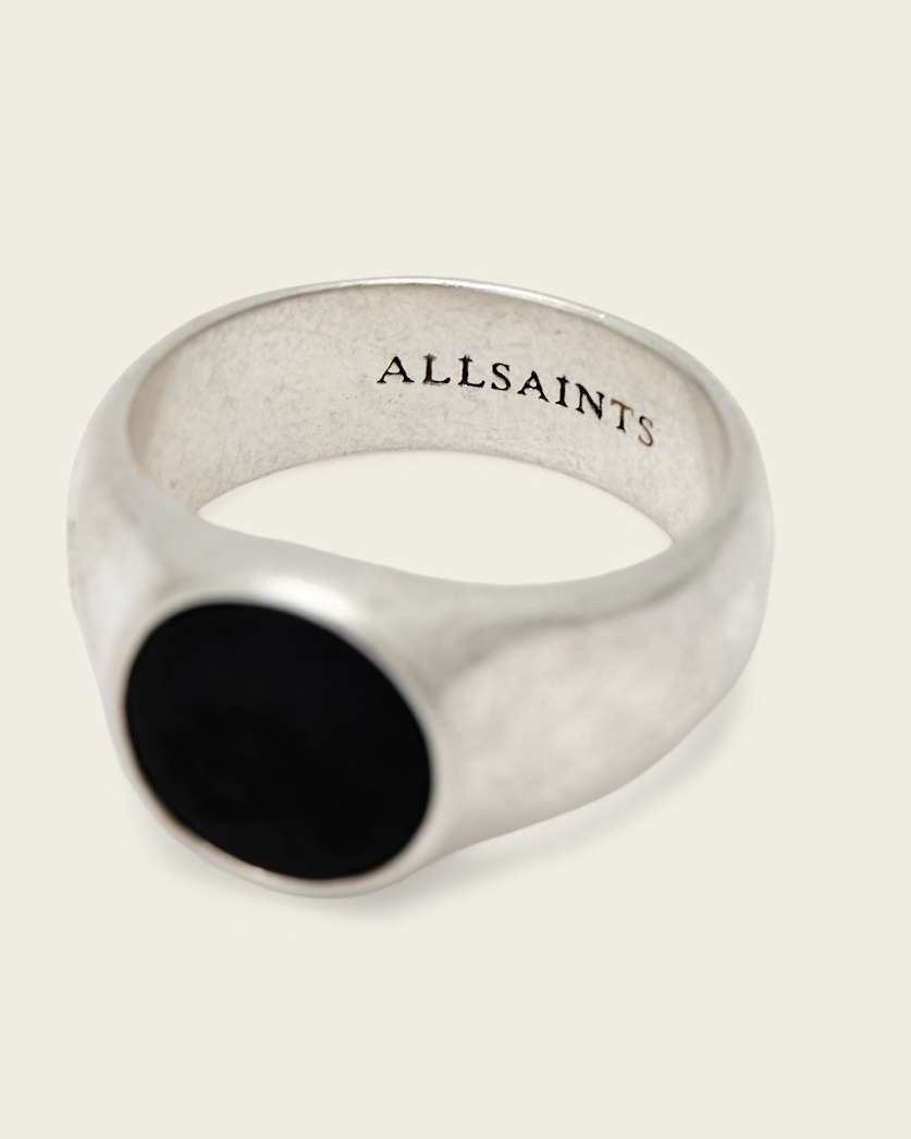 Spike Onyx Stone Ring WARM SILVER/BLACK | ALLSAINTS FR